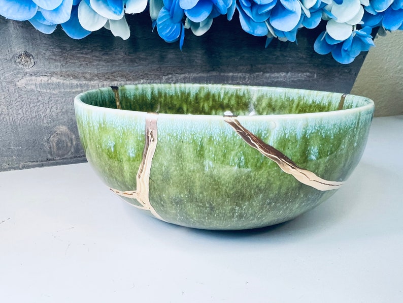Kintsugi Bowl Kintsugi Cyprus Green Bowl Kintsugi Christmas - Etsy