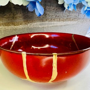 Kintsugi Bowl, Kintsugi Red Italian Bowl, Valentines Gift, Anniversary ...