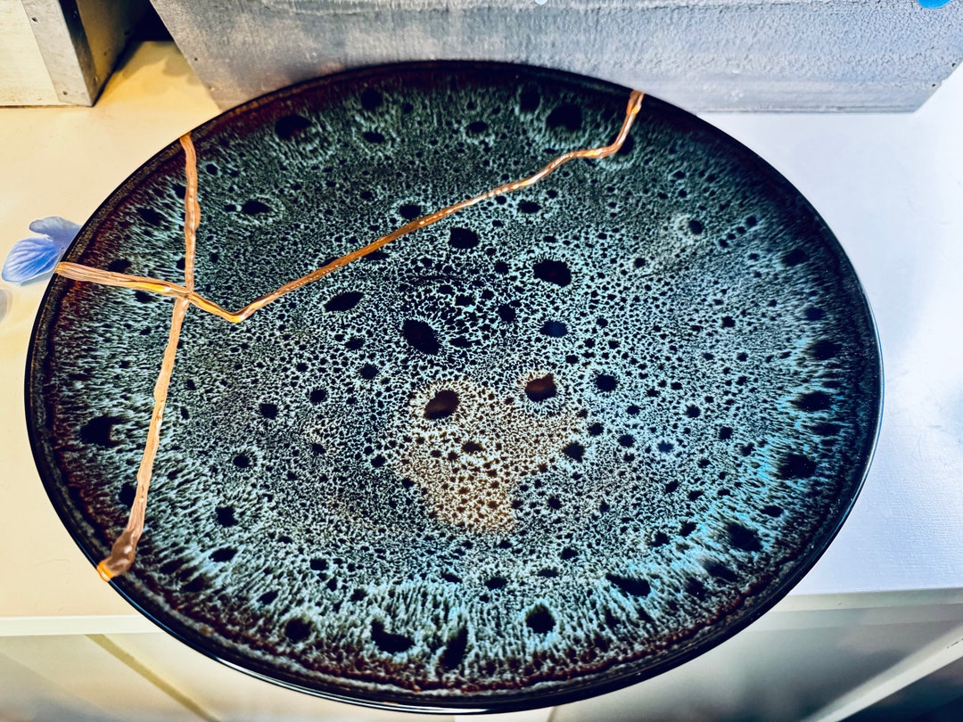 Kintsugi Green Leopard Plate, Kintsugi Art, Personalized Gift, Gold ...