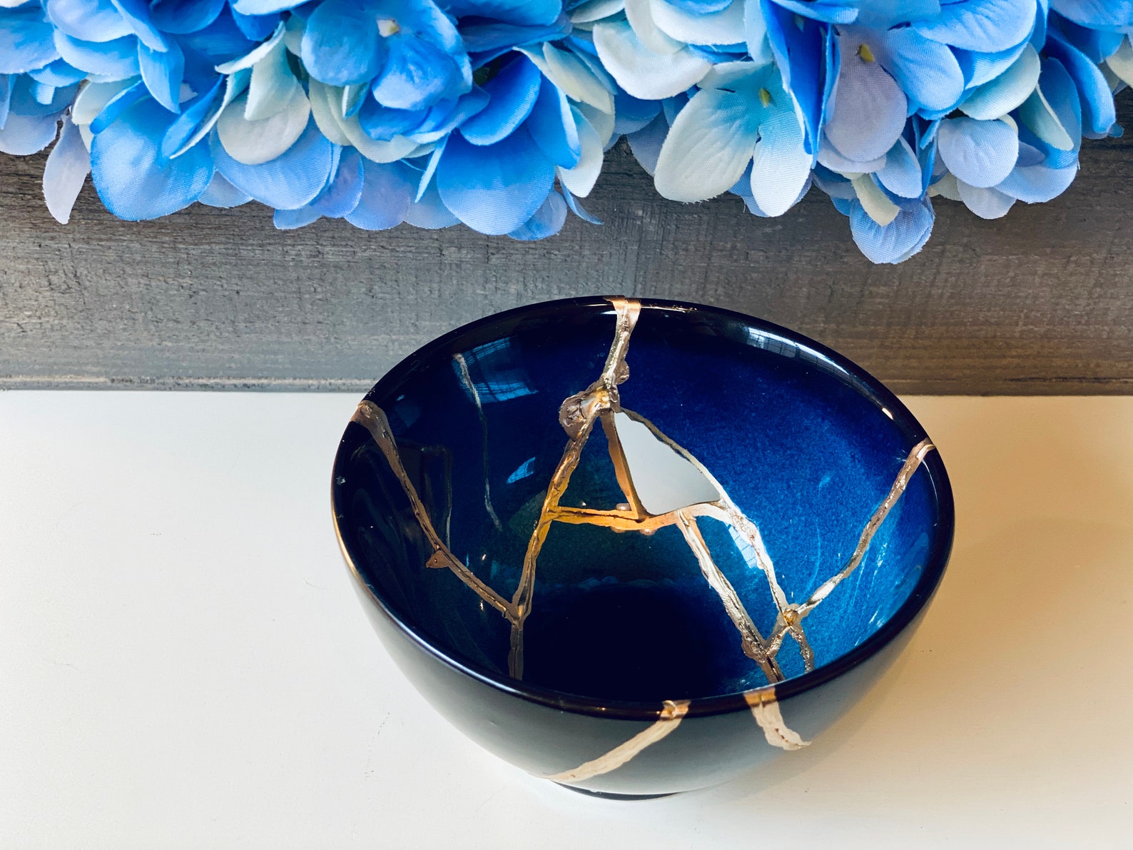 Kintsugi Bowl, Kintsugi Blue Bowl, Kintsugi Pottery, Minimalist, Home ...