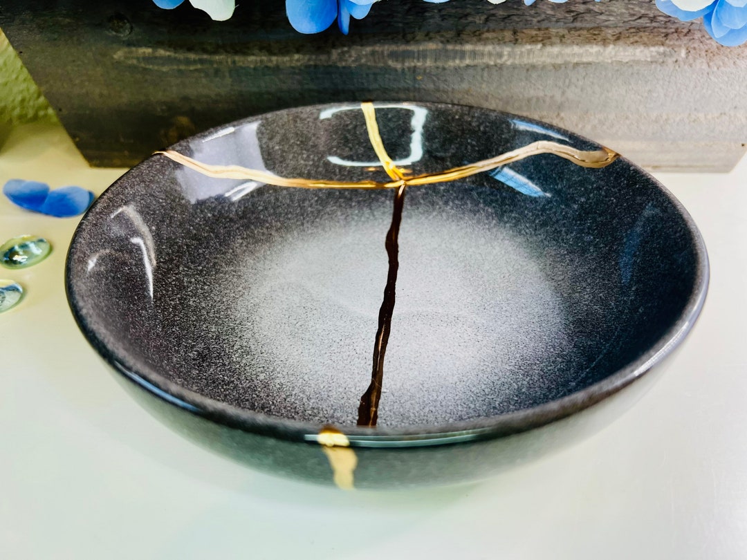 Kintsugi Bowl, Kintsugi Moonlight Grey Bowl, Gifts for Her, Kintsugi ...