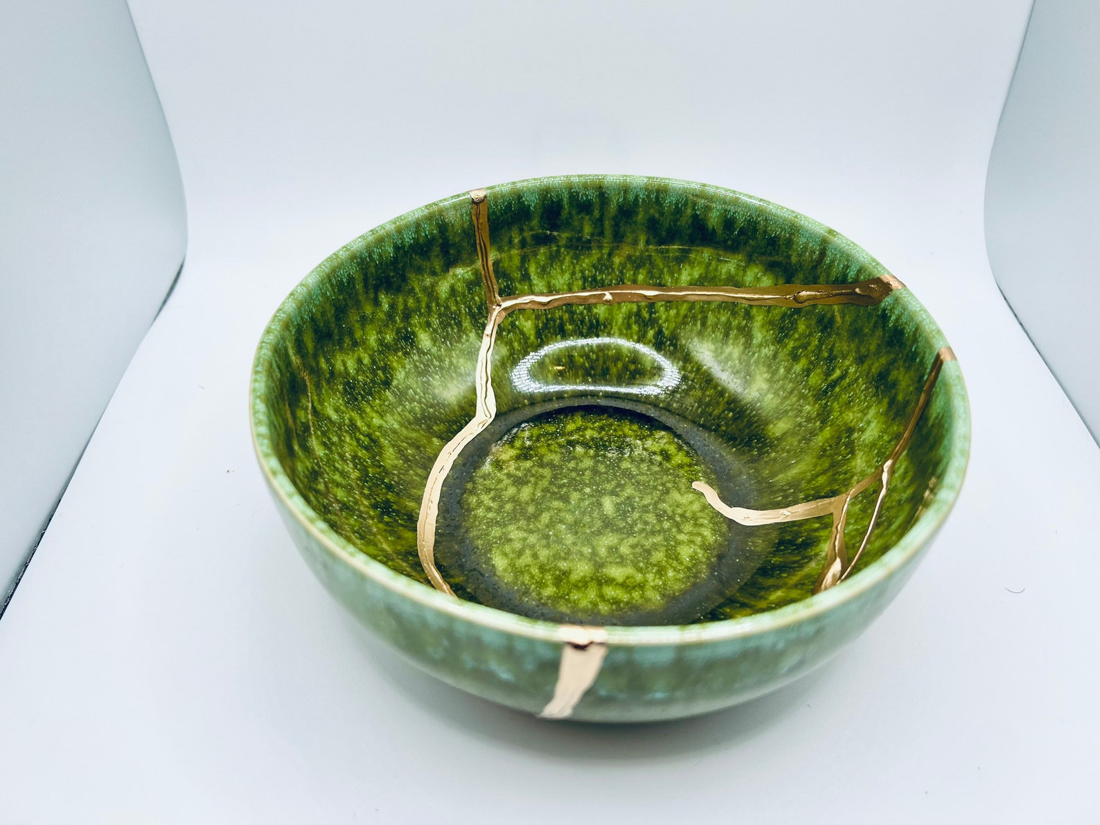 Kintsugi Bowl Kintsugi Cyprus Green Bowl Kintsugi Christmas - Etsy