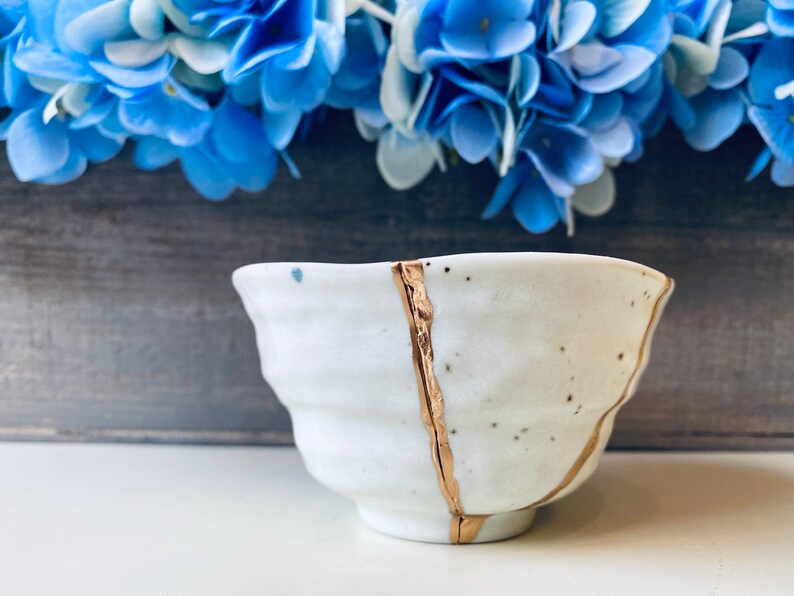 Kintsugi Bowl Set Black White Sake Bowl Real Kintsugi - Etsy