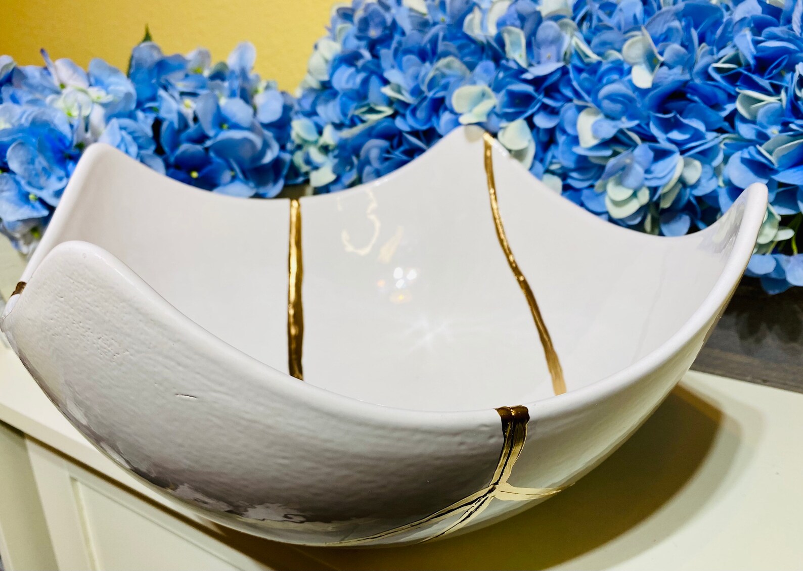 Kintsugi Bowl Large White Kintsugi Centerpiece Bowl Kintsugi - Etsy