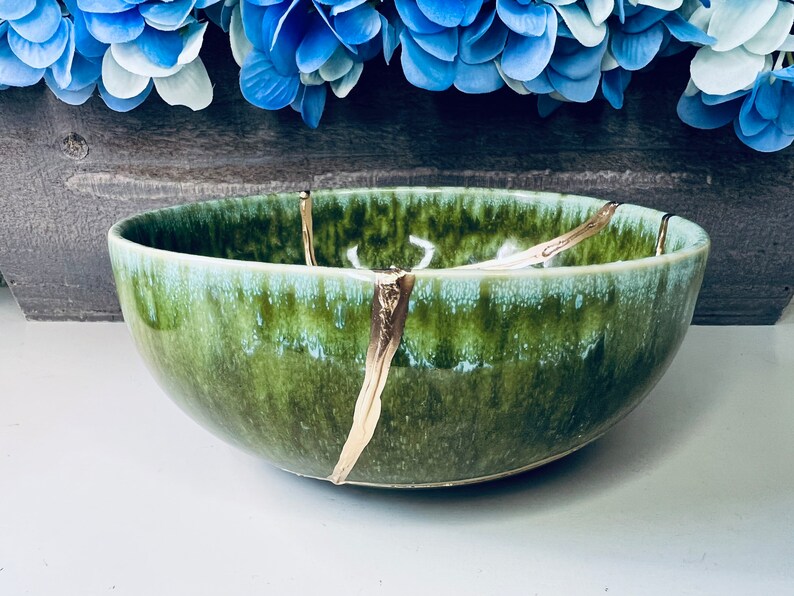 Kintsugi Bowl Kintsugi Cyprus Green Bowl Gift for Her Home - Etsy