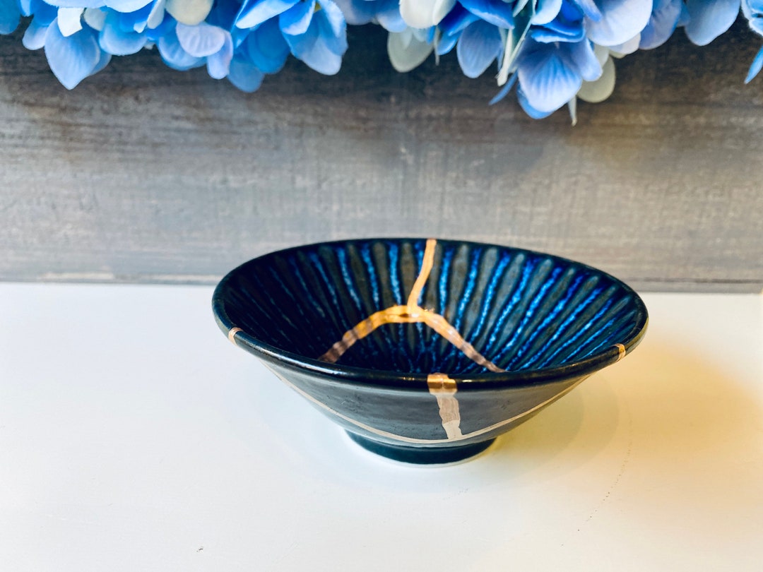 Kintsugi, Kintsugi Bowl, Kintsugi Blue Streak Dish, Kintsugi Repaired ...
