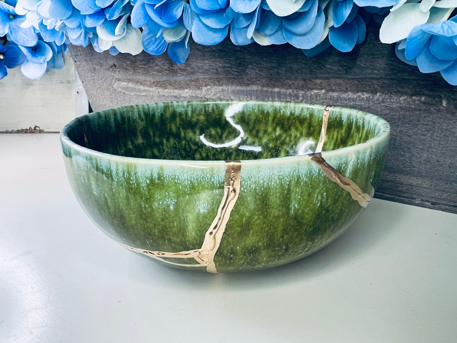 Kintsugi Bowl Kintsugi Cyprus Green Bowl Kintsugi Christmas - Etsy