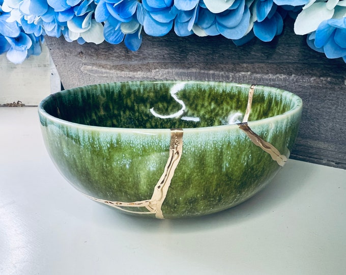 Kintsugi Bowl Kintsugi Cyprus Green Bowl Gift for Her - Etsy