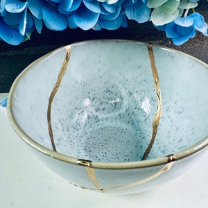 Kintsugi Bowl, Kintsugi Light Sage Bowl, Kintsugi Pottery, Minimalist ...