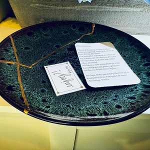 Kintsugi Green Leopard Plate, Kintsugi Art, Personalized Gift, Gold ...