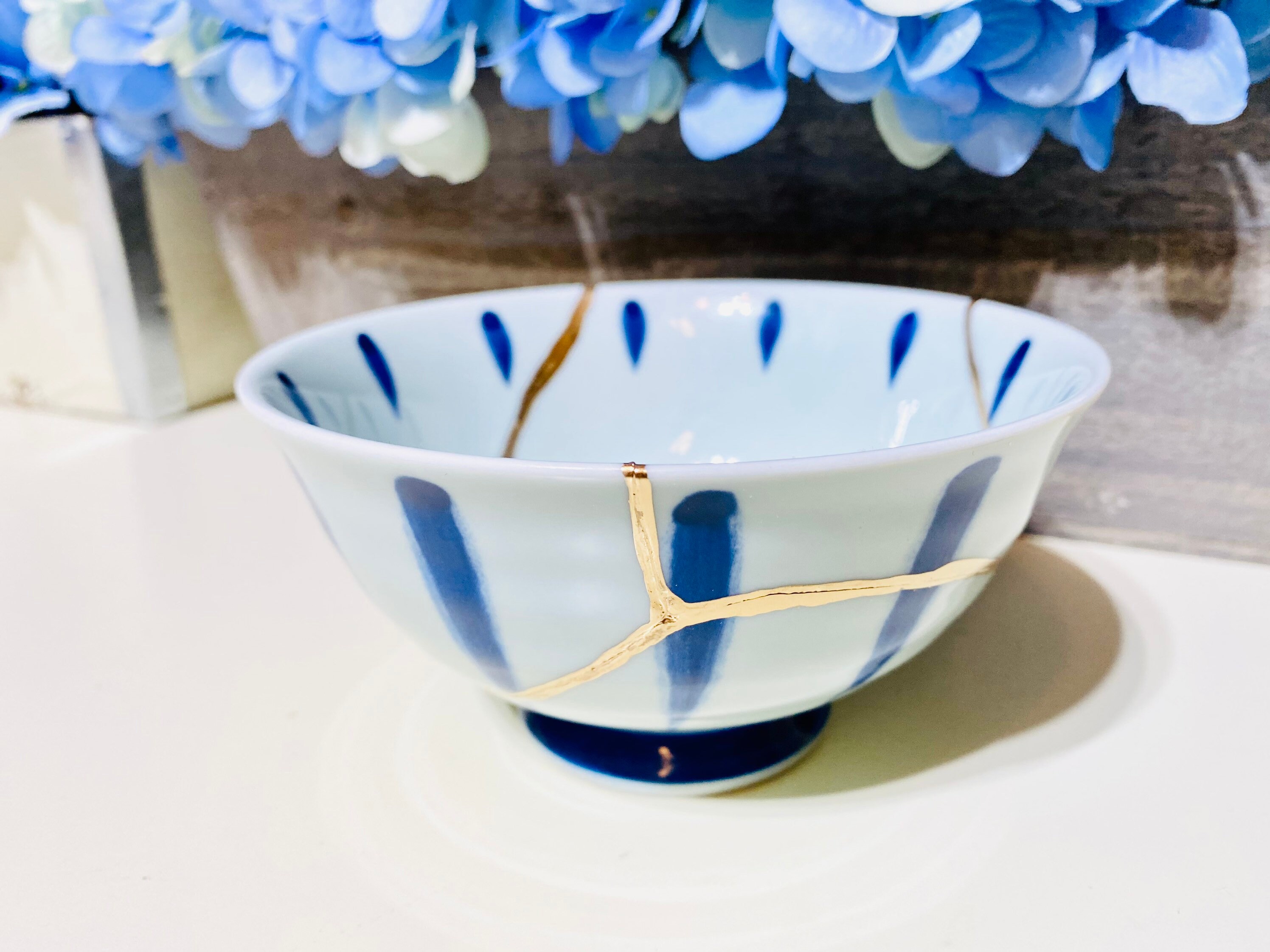 Kintsugi Bowls Blue and White Summer Repaired Bowl Kintsugi - Etsy