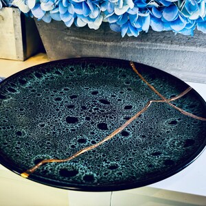 Kintsugi Green Leopard Plate, Kintsugi Art, Personalized Gift, Gold ...