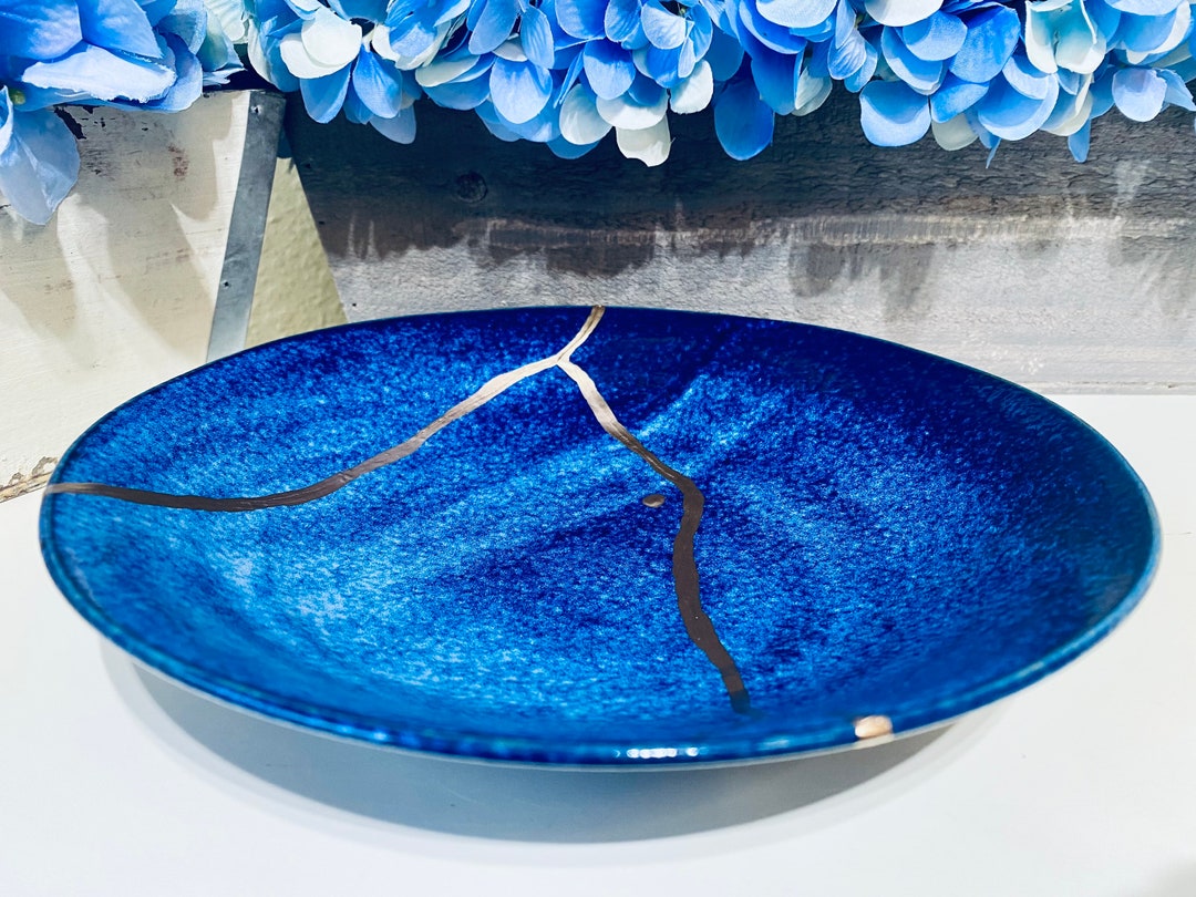 Kintsugi Bowl, Kintsugi Blue Ocean Bowl, Ceramic Gift, Kintsugi Bowl ...