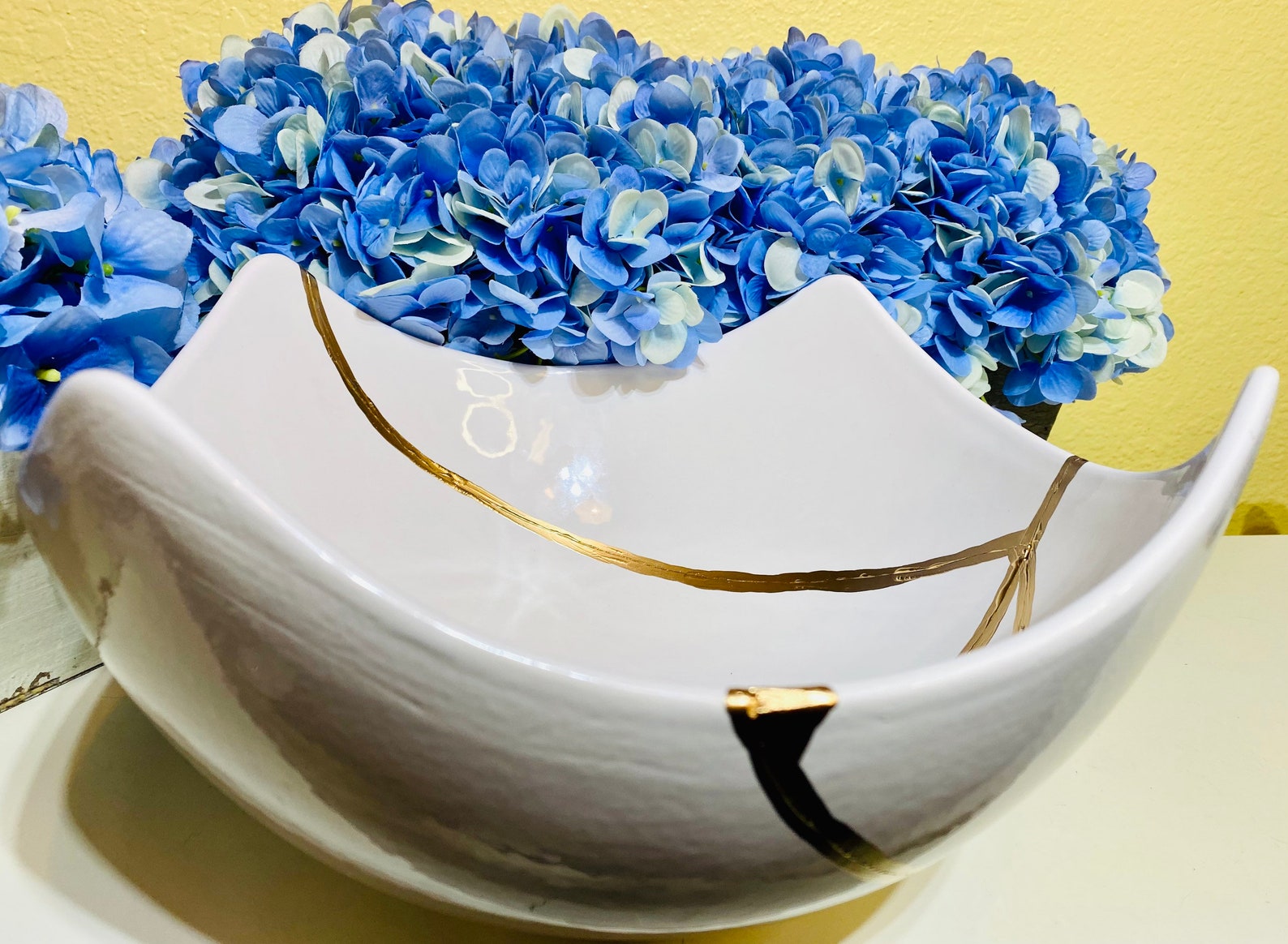 Kintsugi Bowl Large White Kintsugi Centerpiece Bowl Kintsugi - Etsy