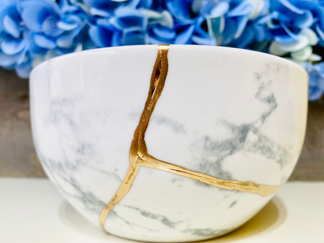 Kintsugi, Kintsugi White Marble Bowl, Kintsugi Pottery, Kintsugi Bowl ...