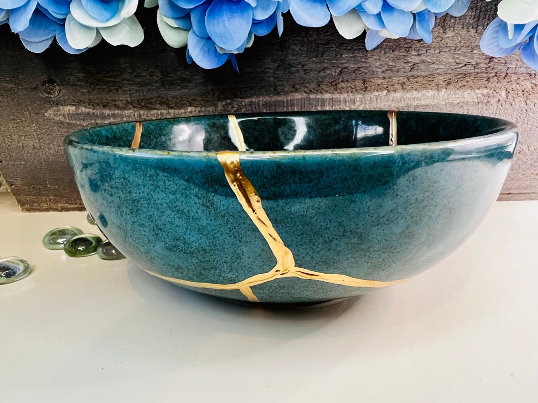 Kintsugi Bowl, Kintsugi Emerald Green Bowl, Fall Decor, Birthday Gift ...