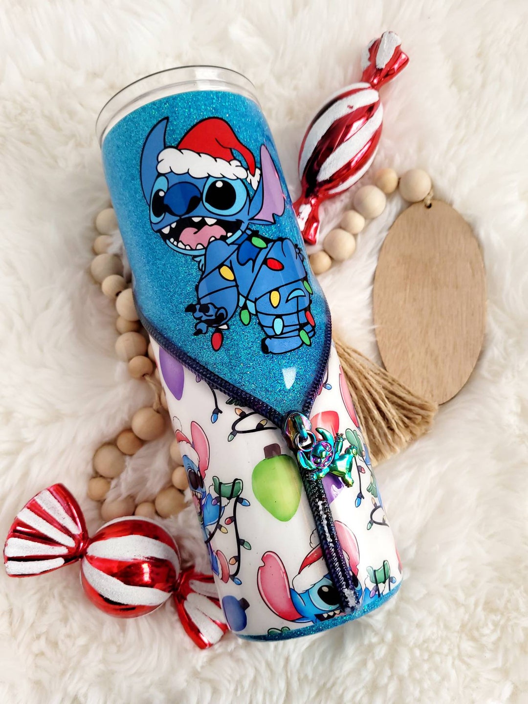 Stitch Zipper Tumbler, Ohana Friends, Blue Alien Tumbler, V Split ...