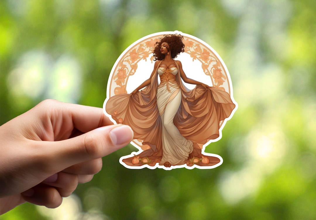 Art Deco Black Woman Sticker, African American Sticker, Fashion Sticker ...