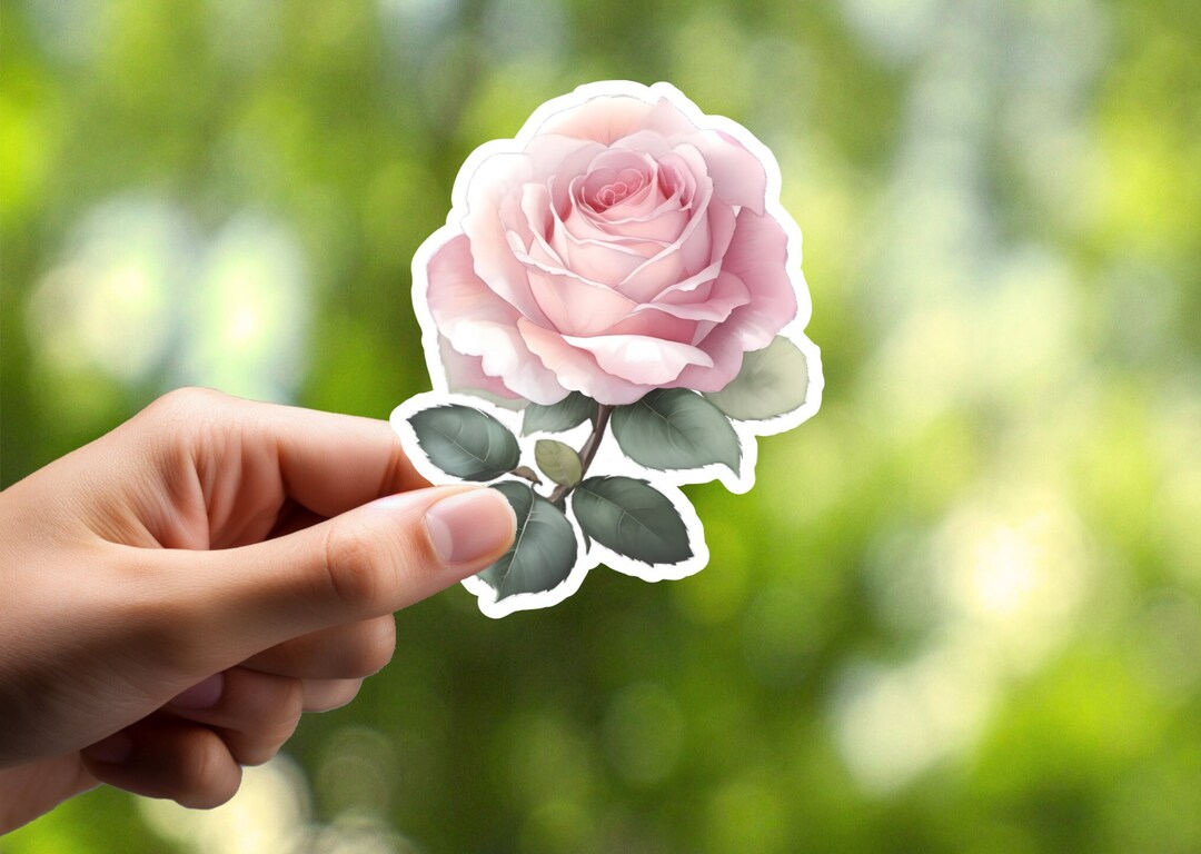 Pink Rose Sticker, Flower Sticker, Laptop Sticker, Journal Sticker ...