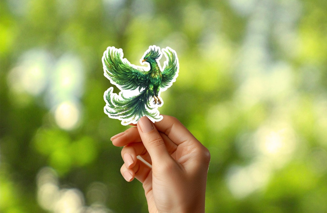 Green Phoenix Bird Sticker, Notebook Sticker, Planner Sticker, Journal ...