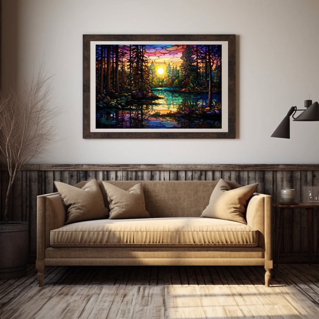 Stained Glass Enchanted Forest Poster - Etsy