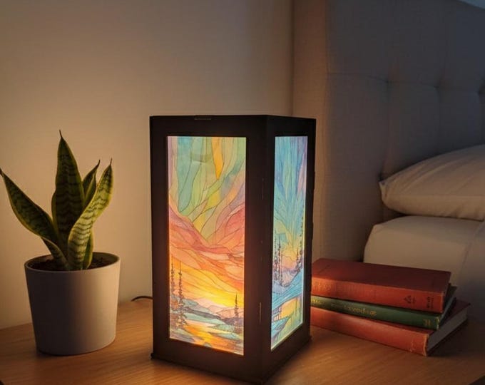 Northern Lights Lantern – Stained Glass Style LED Lamp • Aurora ...