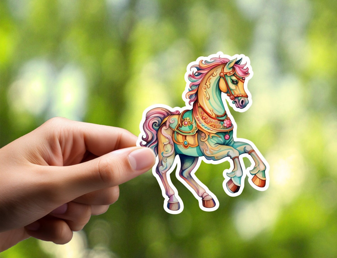 Carousel Horse Sticker, Journal Sticker, Scrapbook Sticker, Laptop ...