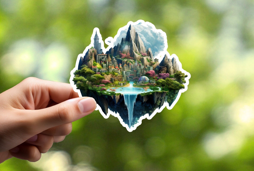 Floating Island Sticker, Laptop Sticker, Journal Sticker, Notebook ...