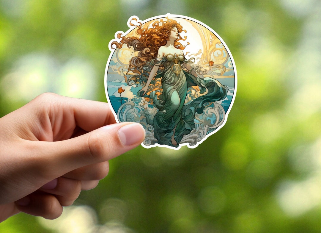 Sea Siren Sticker, Art Nouveau, Laptop Sticker, Notebook Sticker ...