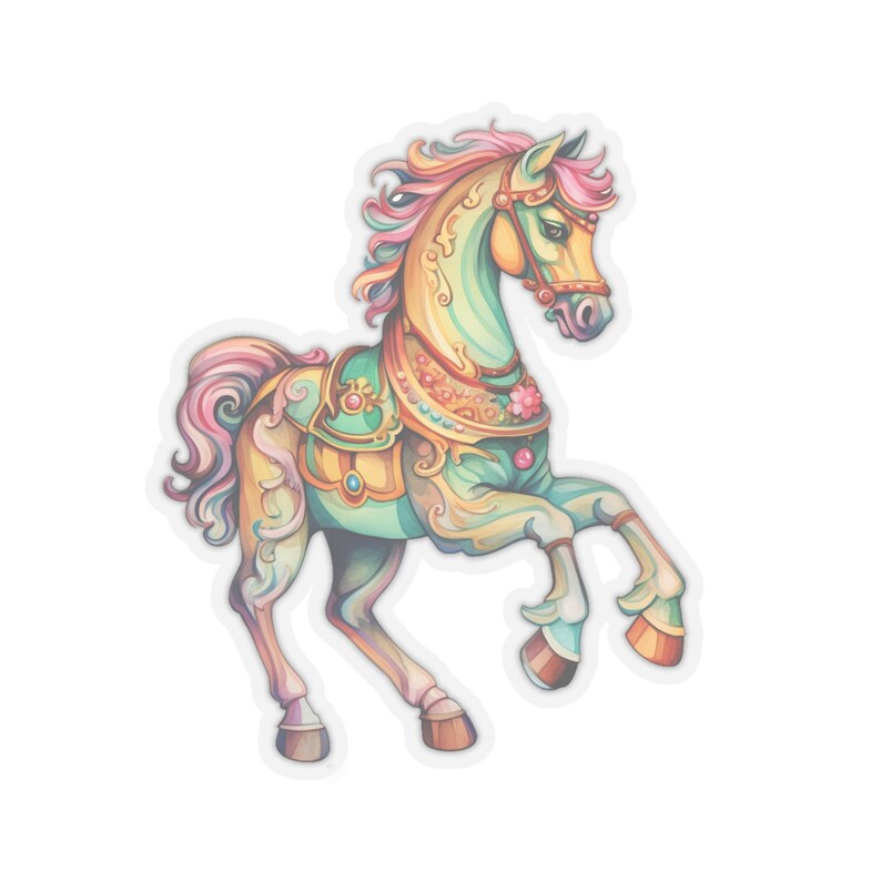 Carousel Horse Sticker, Journal Sticker, Scrapbook Sticker, Laptop ...