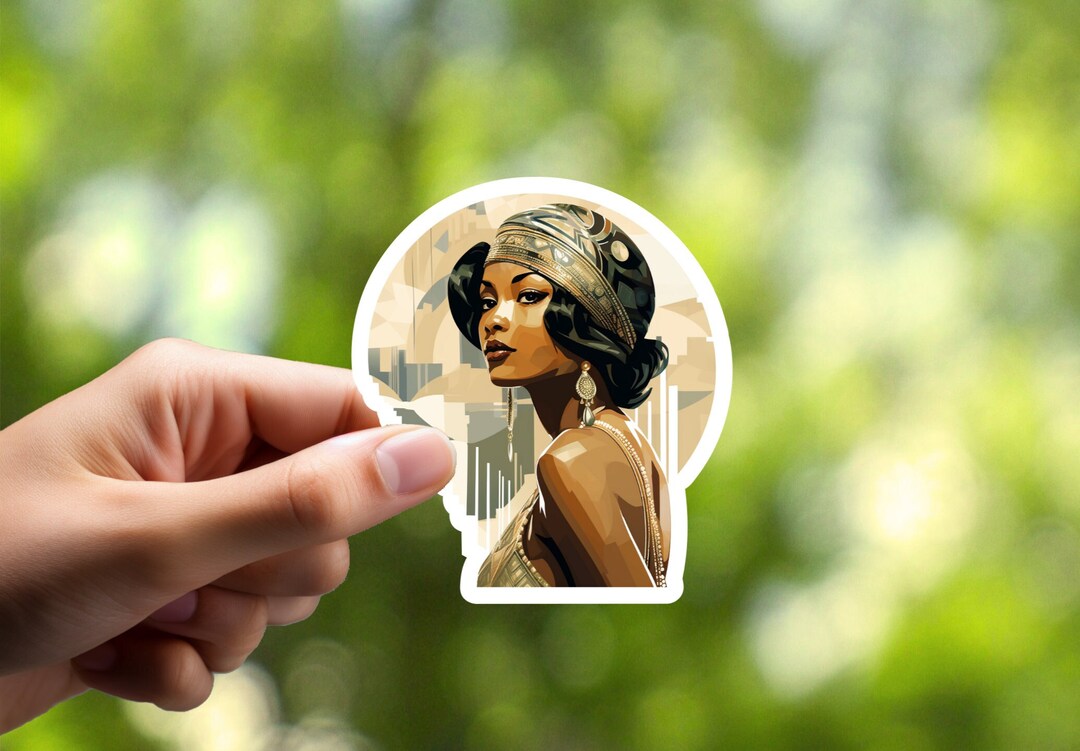 Art Deco Black Woman Sticker, African American Lady, Fashion Sticker ...