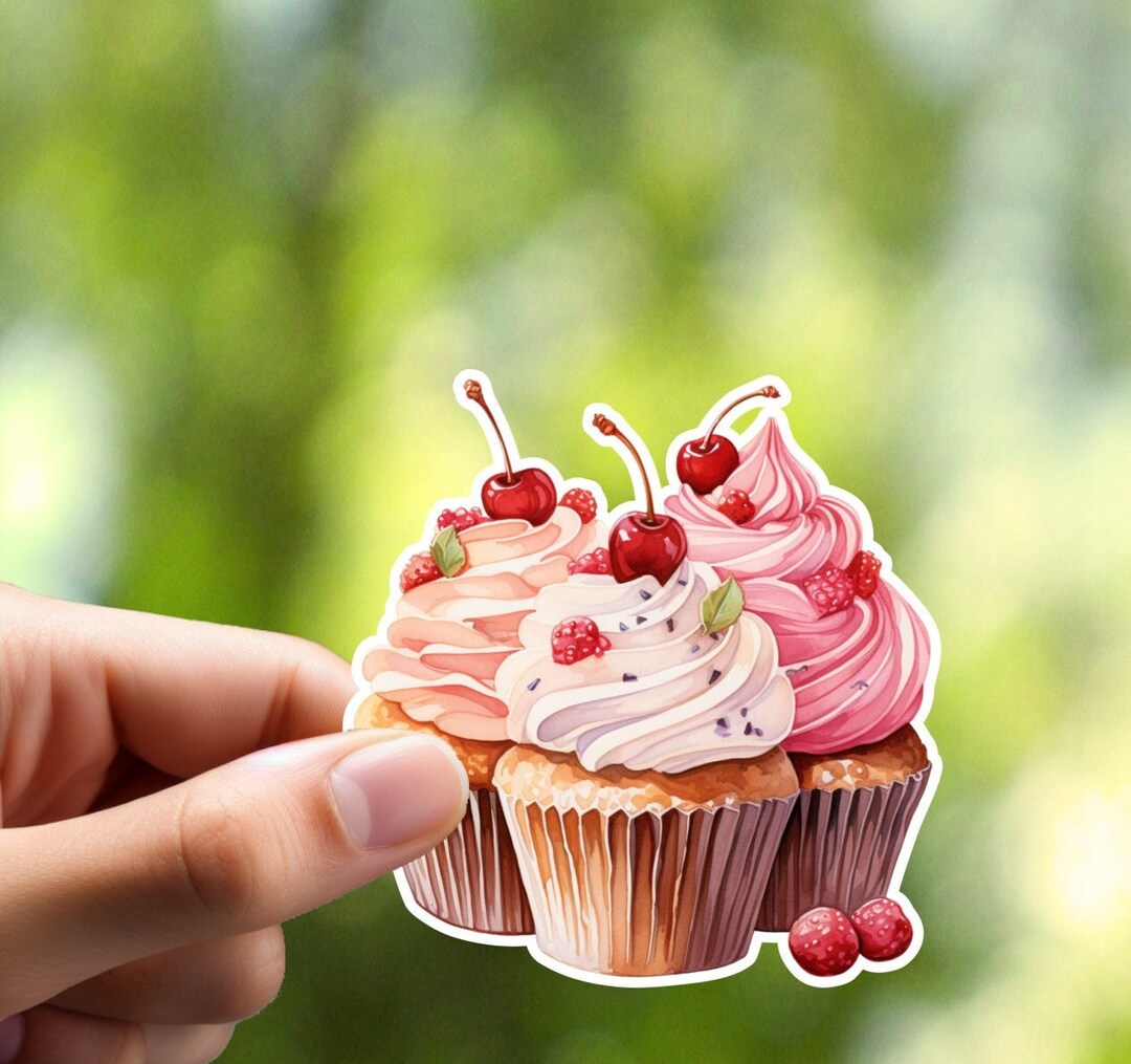 Trio of Cupcakes Sticker, Sweet Sticker, Laptop Sticker, Journal ...
