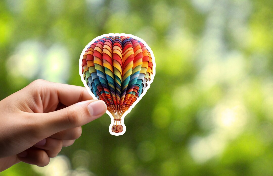 Faux Paper Craft Hot Air Balloon Sticker, Notebook Sticker, Journal ...