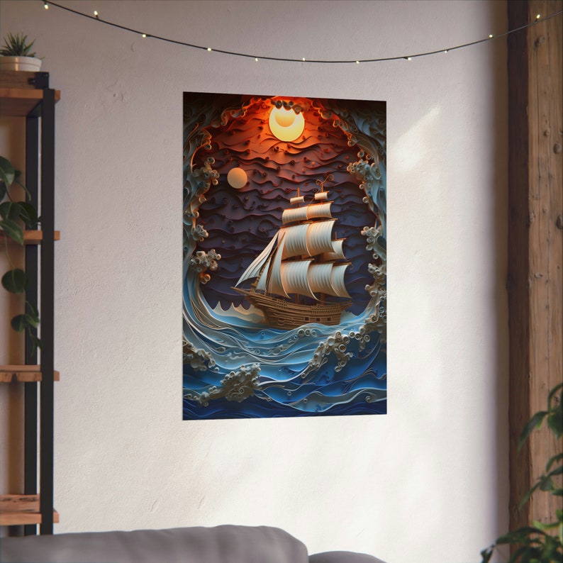 3d Paper Quill Pirate Ship Design Poster - Etsy