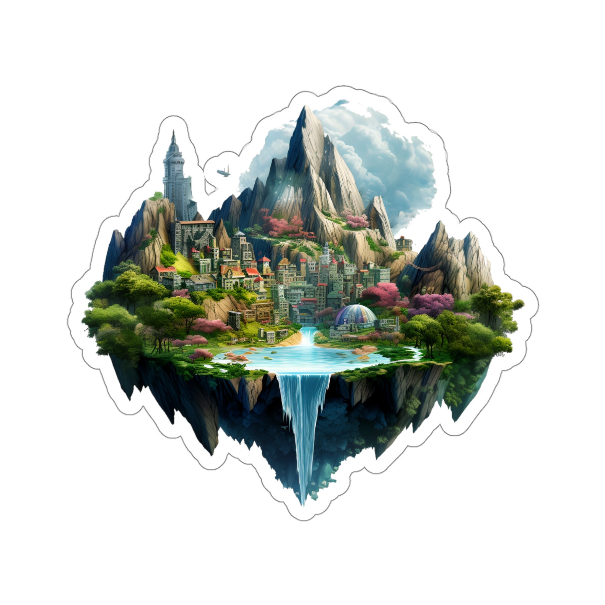 Floating Island Sticker, Laptop Sticker, Journal Sticker, Notebook ...
