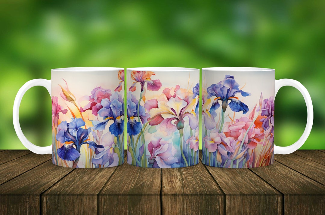Watercolor Irises Mug - 11 Oz Ceramic Mug - - Etsy