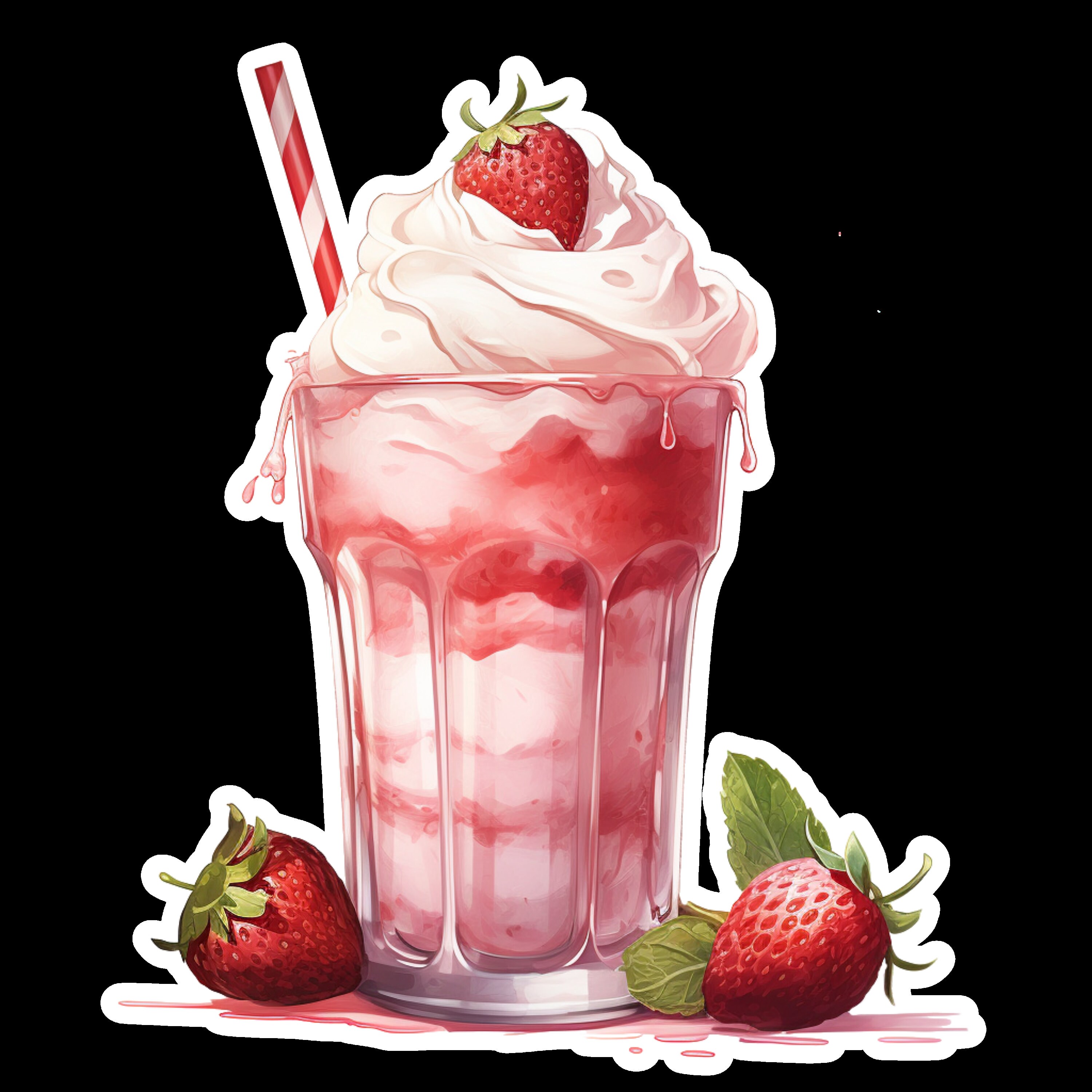 Digital Strawberry Milkshake Sticker PNG Sticker Laptop - Etsy
