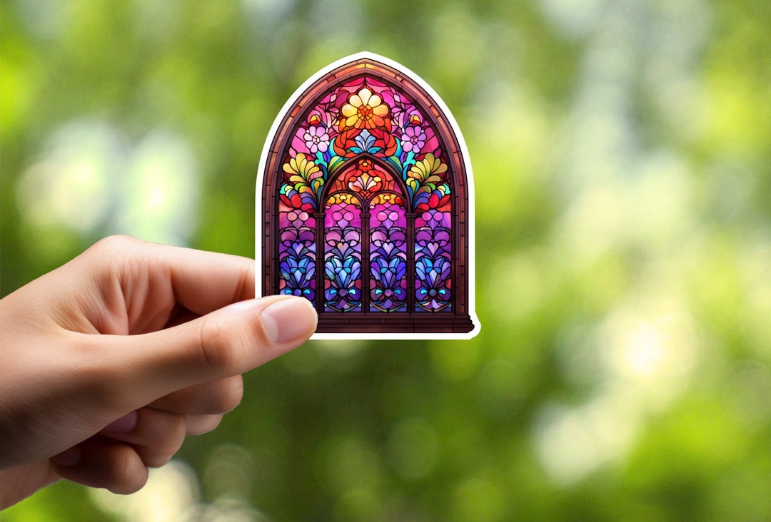 Stained Glass Window Sticker, Laptop Sticker, Journal Sticker, Notebook ...