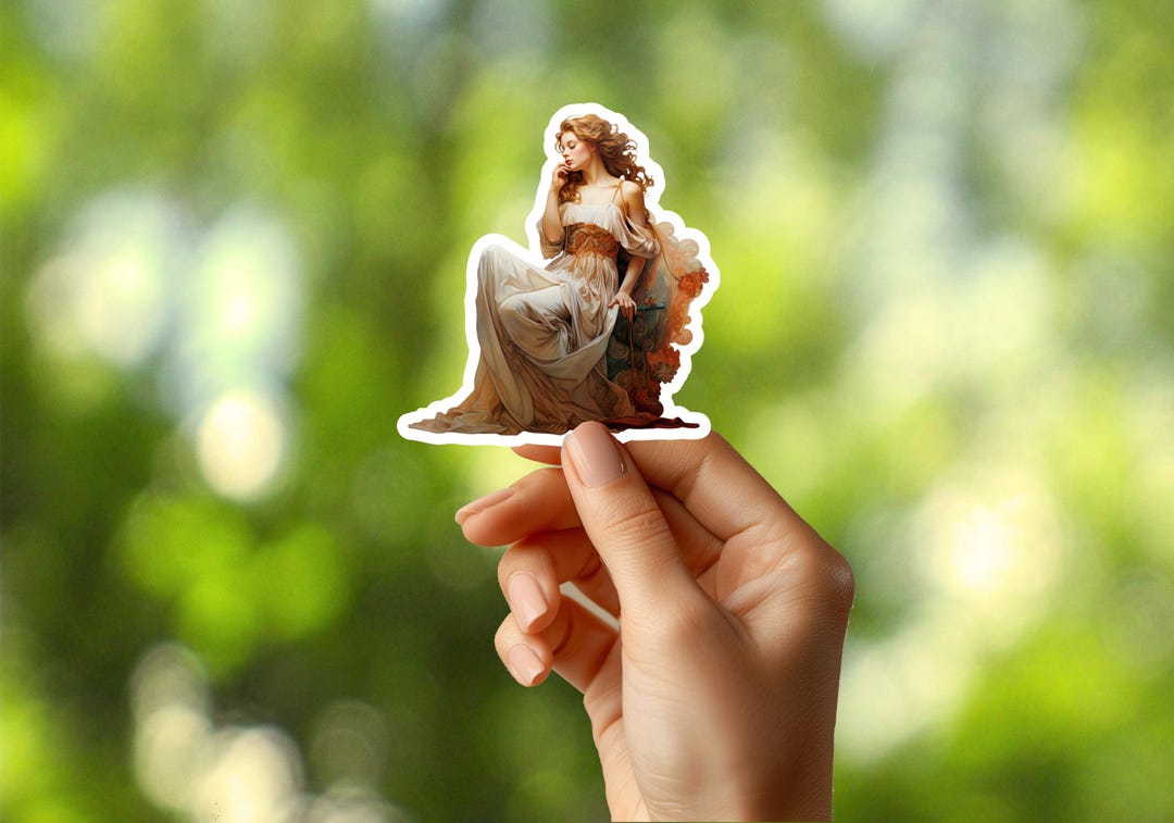 Beautiful Art Nouveau Woman Sticker, Notebook Sticker, Planner Sticker ...