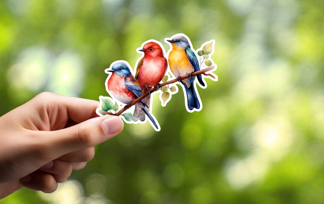 Watercolor Birds Sticker, Birb Sticker, Laptop Sticker, Notebook ...