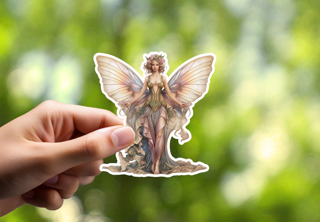 Art Deco Fairy Sticker, Pixie Sticker, Cottage Core Sticker, Notebook ...