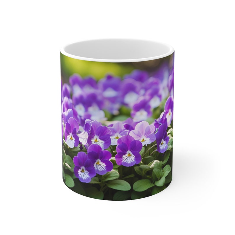 Violets Mug, 11 Oz Ceramic Coffee Cup, Tea Mug, Flower Cup, Gift for ...