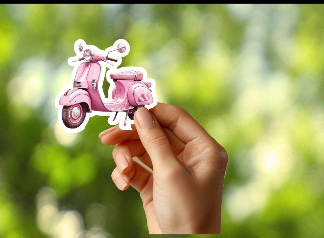 Pink Moped Sticker, Travel Sticker, Journal Sticker, Planner Sticker ...