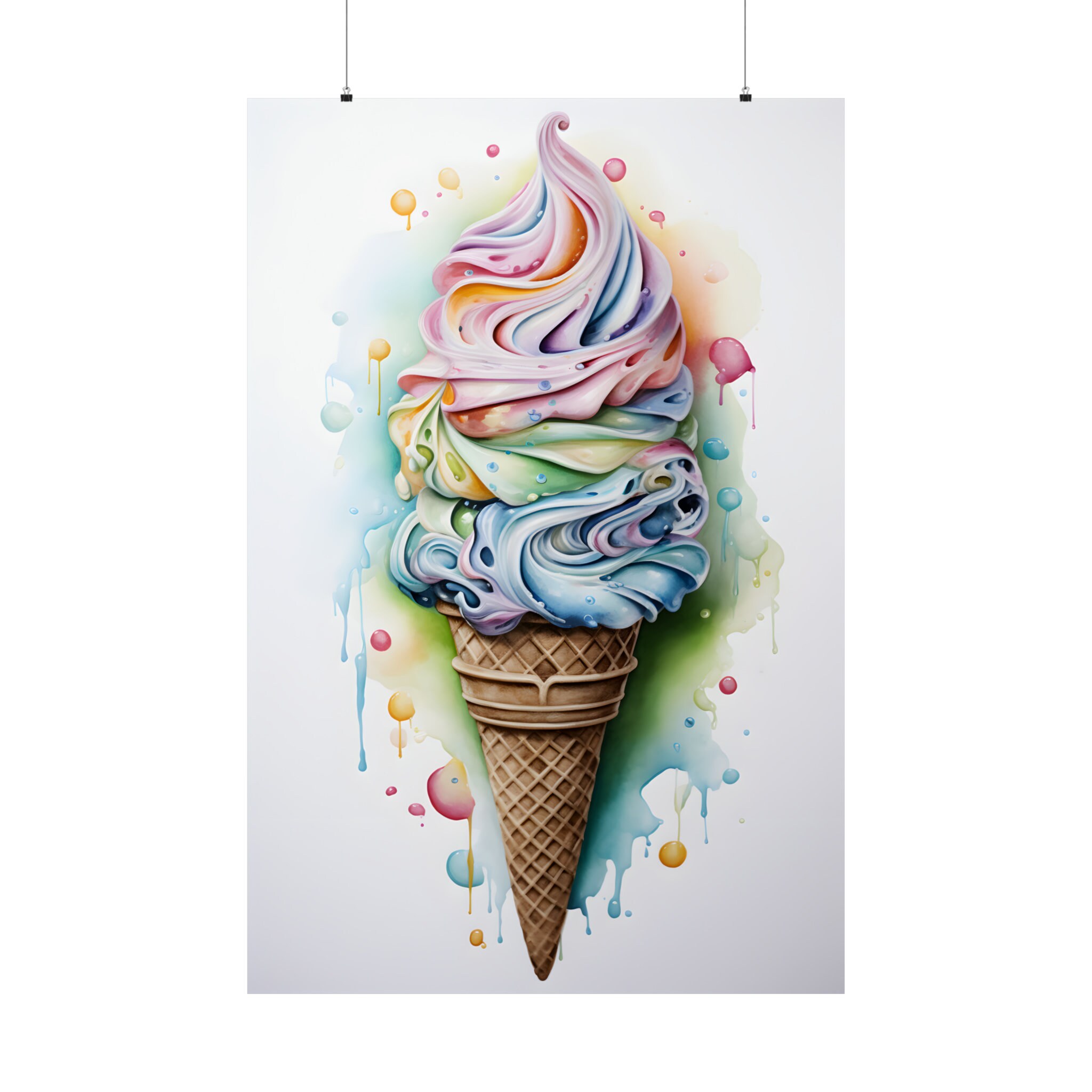 Ice Cream Cone Poster, Whimsical Wall Art - Etsy