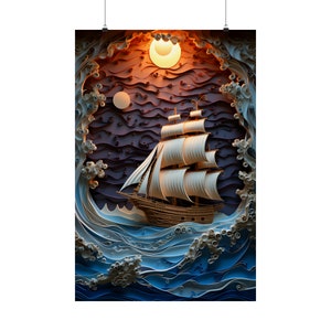 3d Paper Quill Pirate Ship Design Poster - Etsy