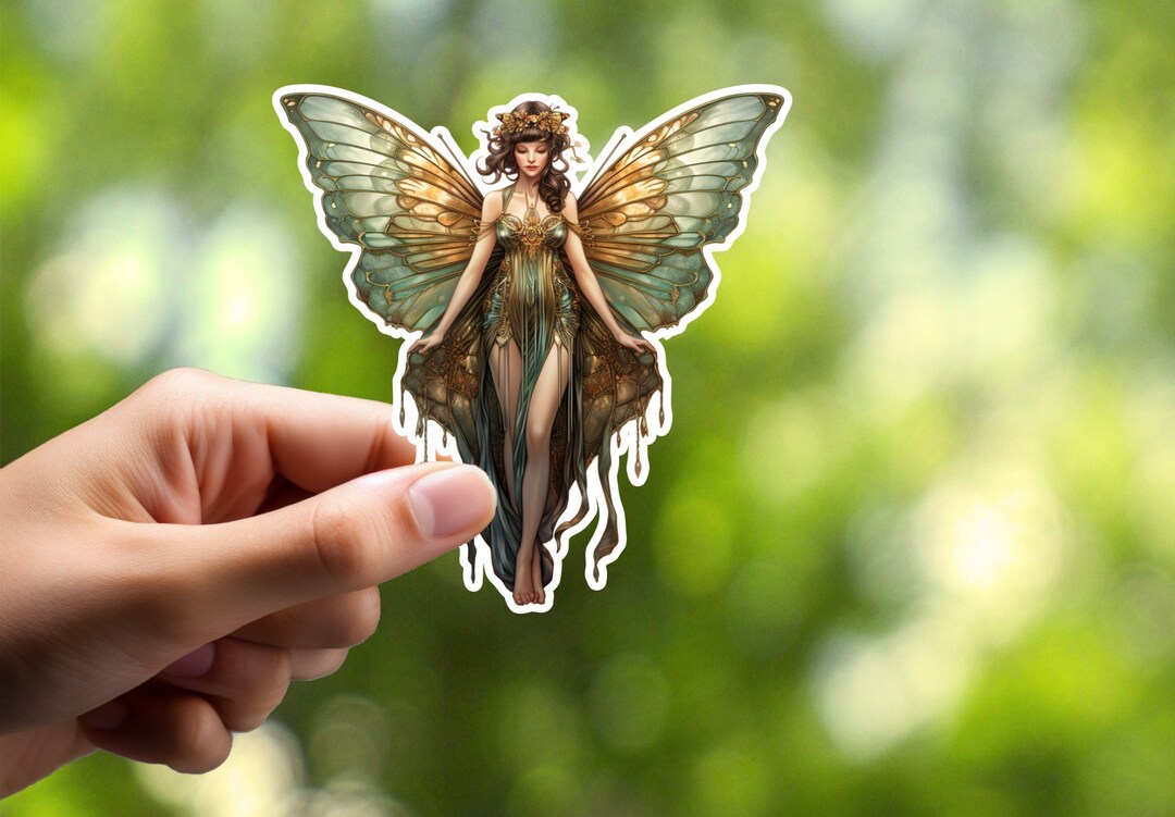 Art Deco Fairy Sticker, Pixie Sticker, Cottage Core Sticker, Notebook ...