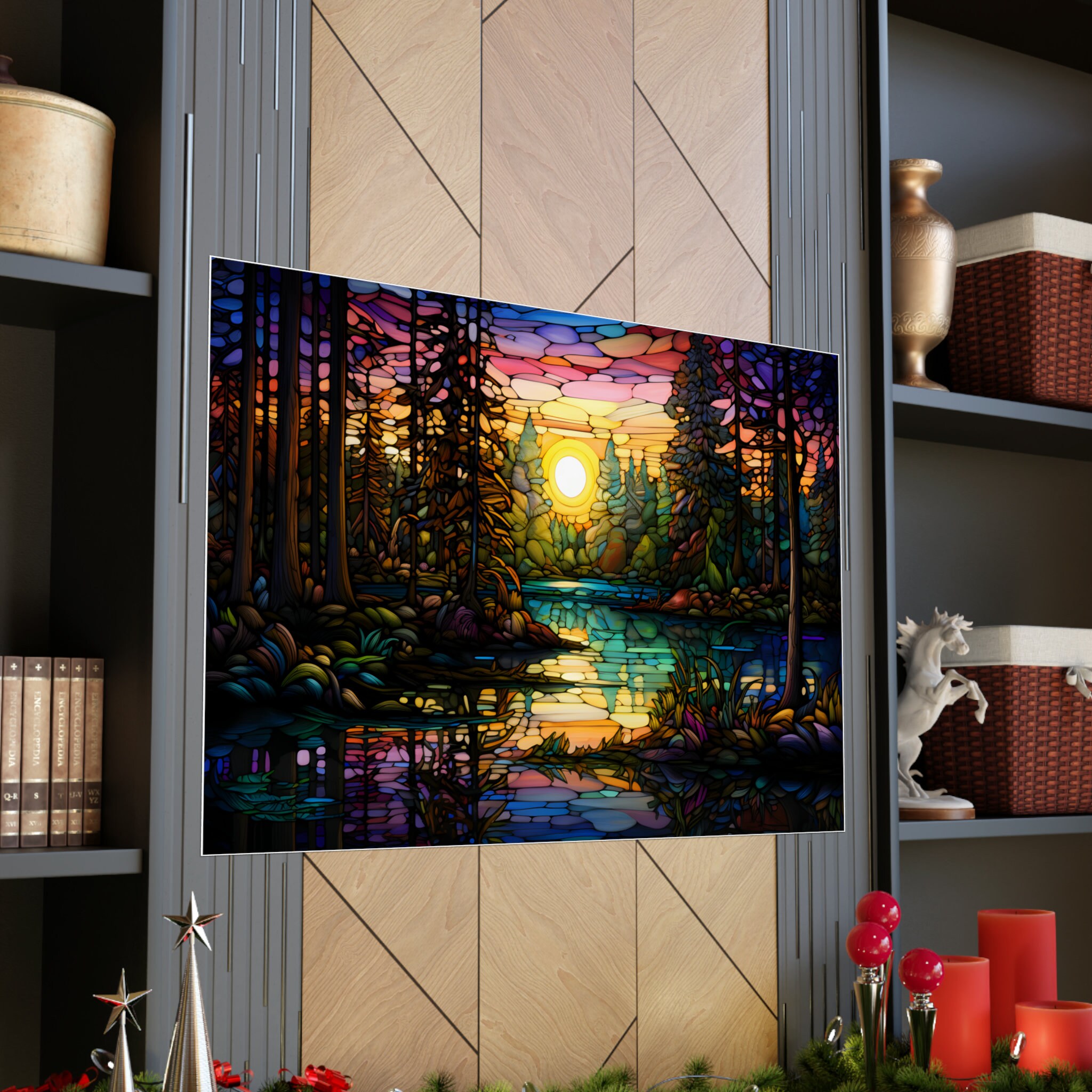 Stained Glass Enchanted Forest Poster - Etsy