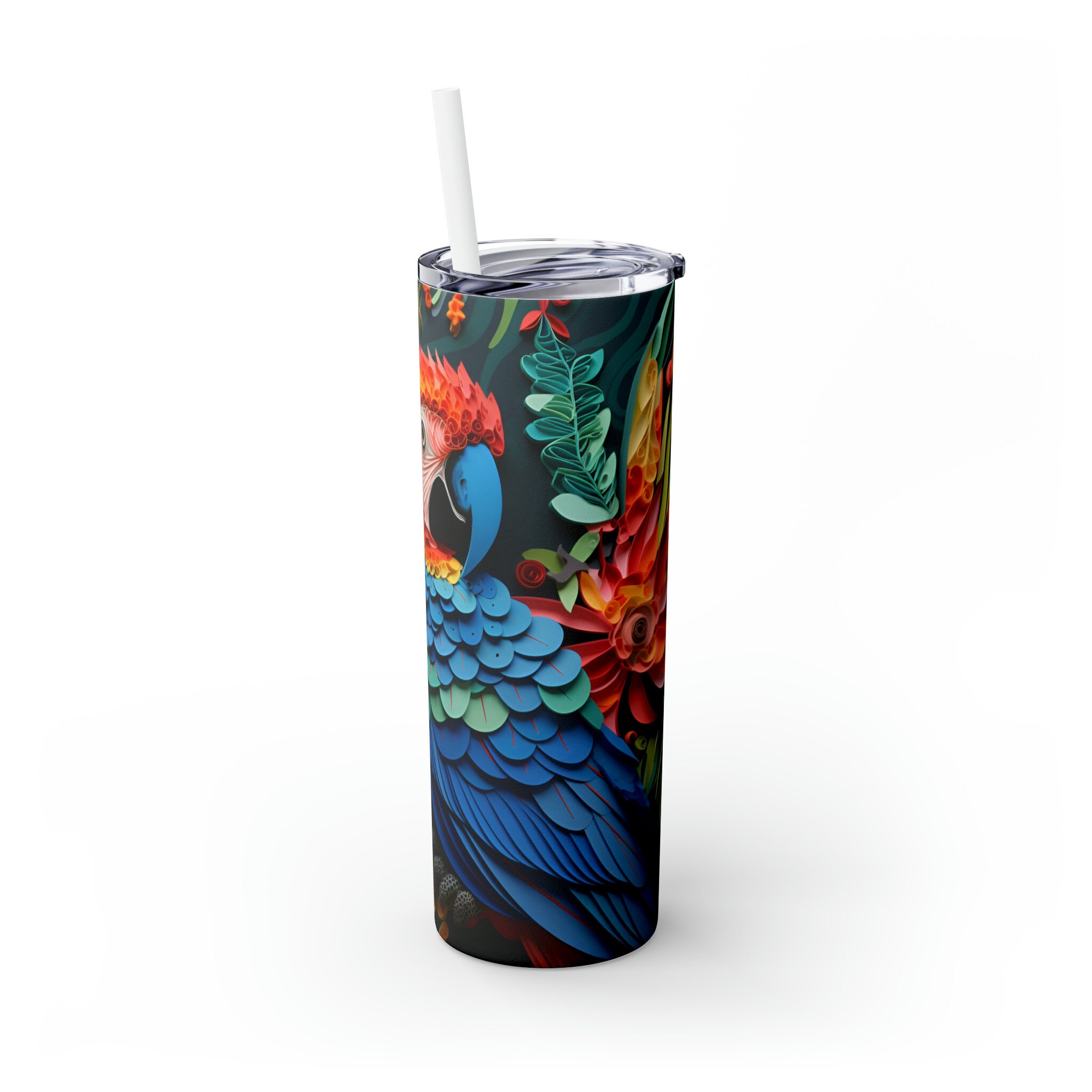 Paper Quill Parrot Tumbler 20 Oz Skinny Tumbler - Etsy