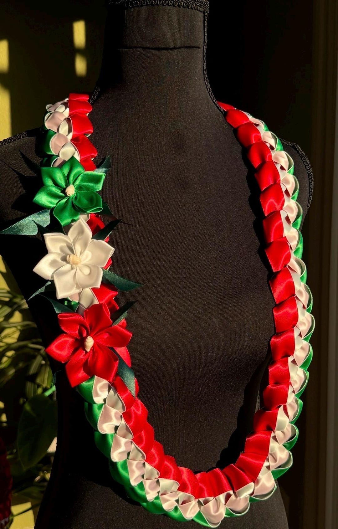 Mexican Graduation Lei With Three Ribbon Inspired Plumerias Adorned ...