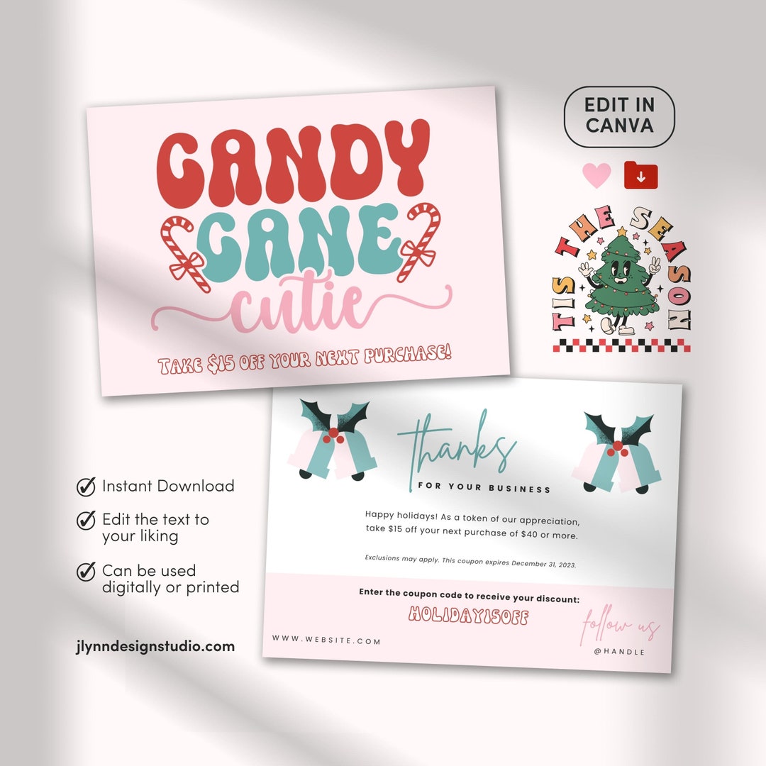 Instant Download | Christmas Card Canva Template | Promotional Coupon ...